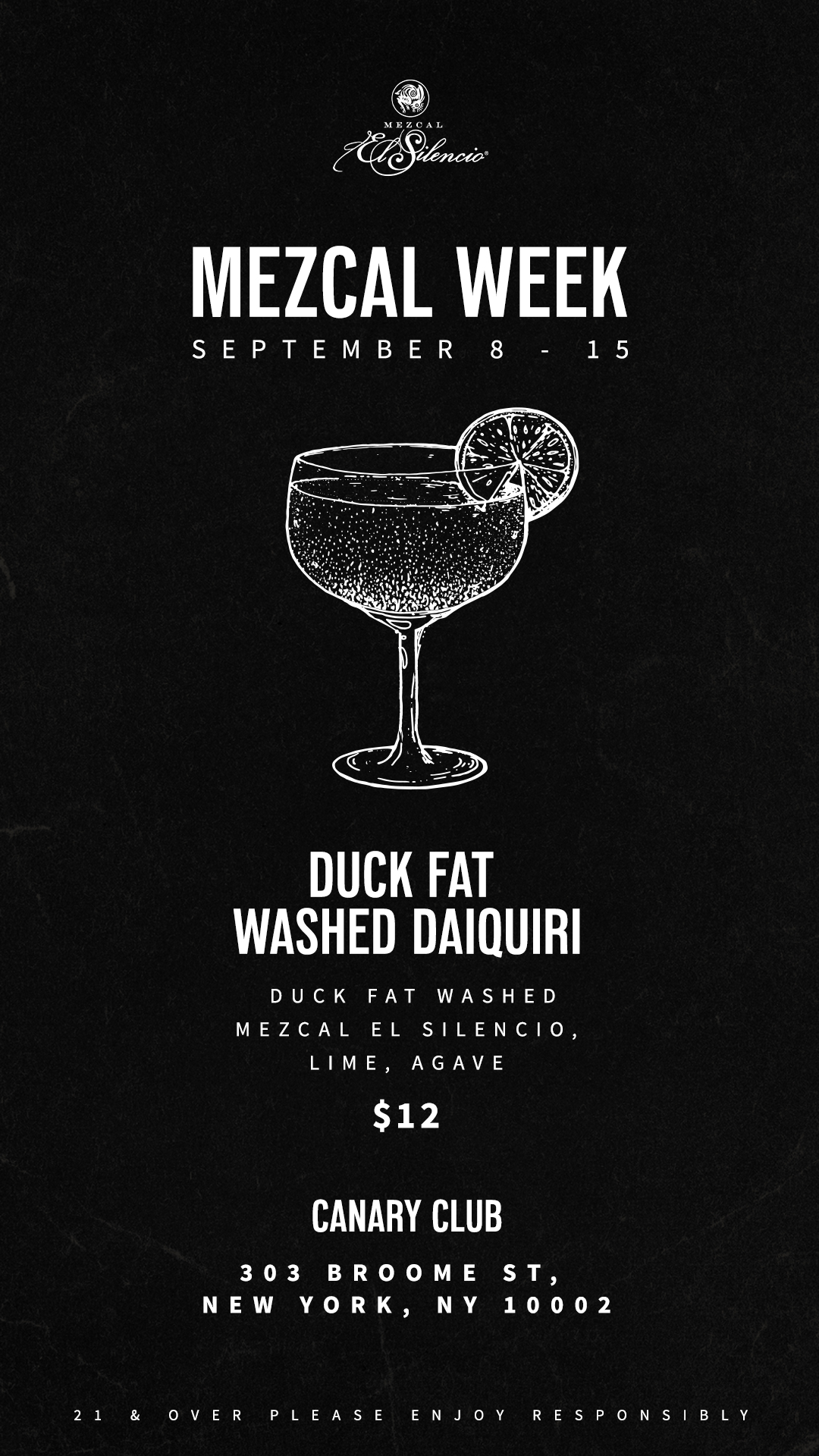 Duck Fat Washed Daiquiri w/ El Silencio Mezcal - Mezcal Week